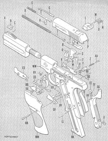 22 caliber rimfire semi-auto Colt pistol: .22 calibre Colt Woodsman